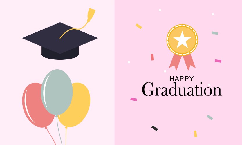 Graduation banner with cartoon Royalty Free Vector Image