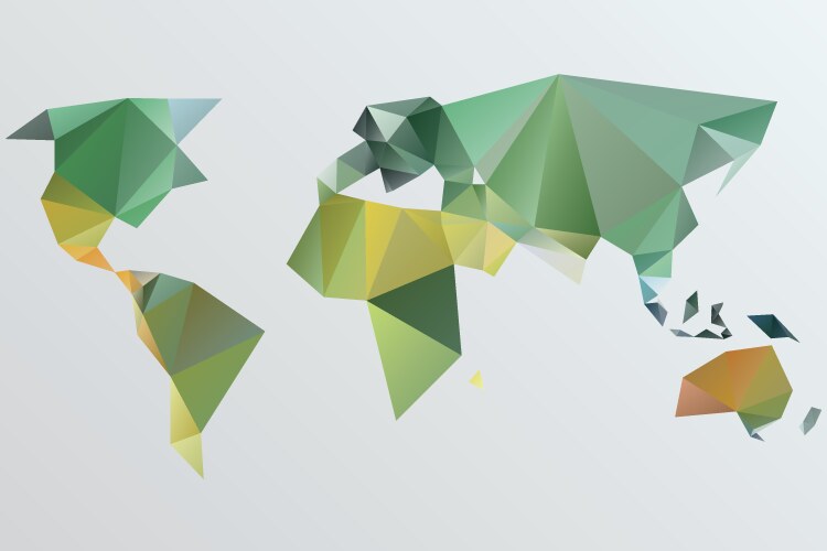 Polygonal world map low poly design origami Vector Image