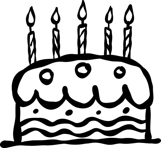 Birthday cake cartoon drawing Royalty Free Vector Image