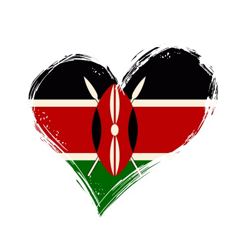 Kenyan flag heart-shaped ribbon Royalty Free Vector Image