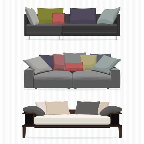 Sofa and couches colorful cartoon Royalty Free Vector Image