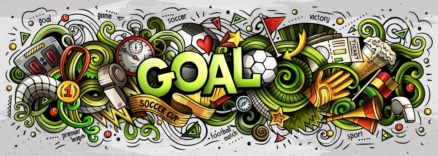 Cartoon cute doodles goal word Royalty Free Vector Image