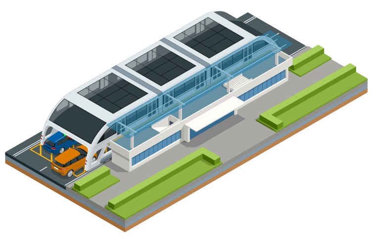 Isometric bus station terminal Royalty Free Vector Image