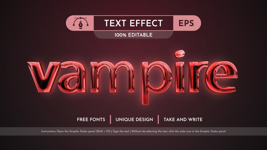 Horror - editable text effect font style Vector Image