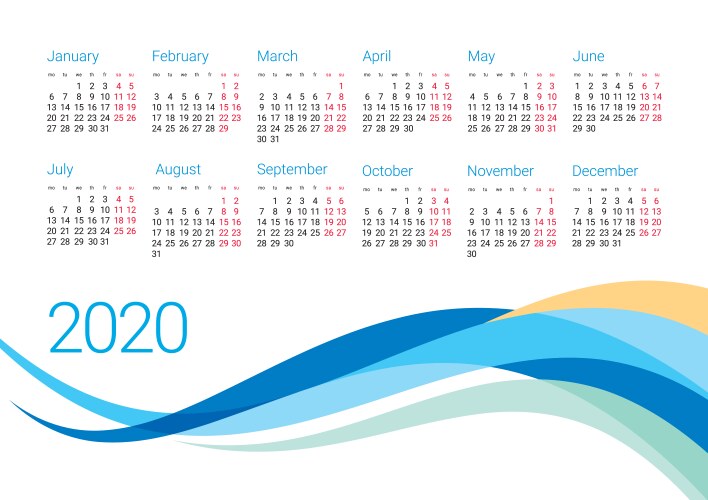 Printable 2025 annual calendar template Royalty Free Vector