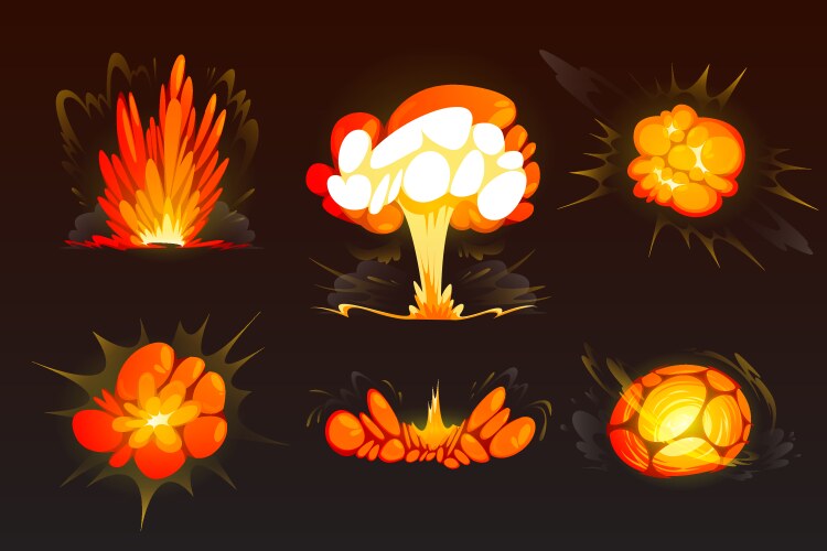 Cartoon explosion effect with smoke Royalty Free Vector