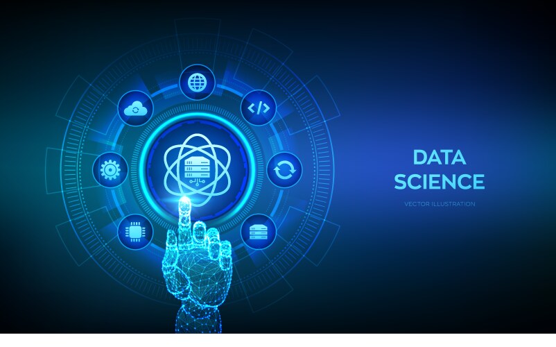 Data science icon made with binary code deep Vector Image