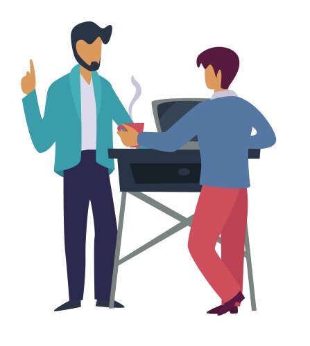 Man talking with employee boss and worker talk Vector Image