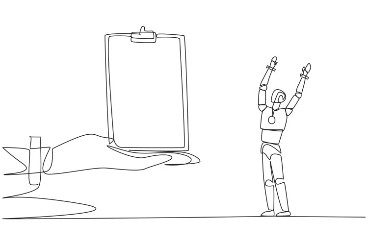 Single Continuous Line Drawing A Robot Excited Vector Image