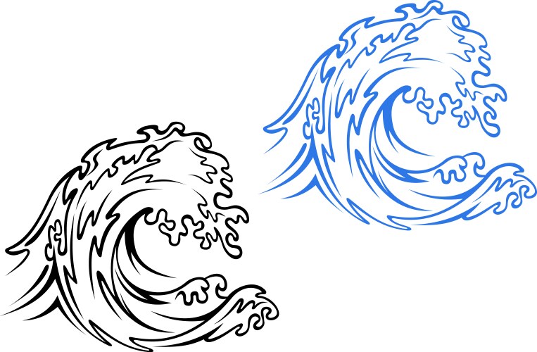 Ocean and sea waves set Royalty Free Vector Image