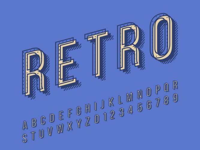 Retro font and alphabet stock Royalty Free Vector Image