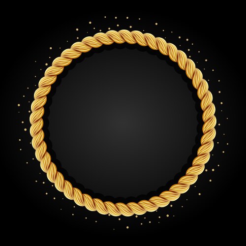 Gold twisted rope circle frame round border Vector Image