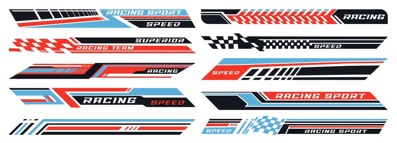 Red race car stripe stickers racing line decals Vector Image