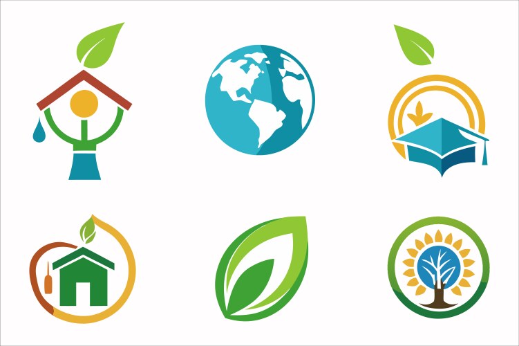 Sustainable education logos set Royalty Free Vector Image