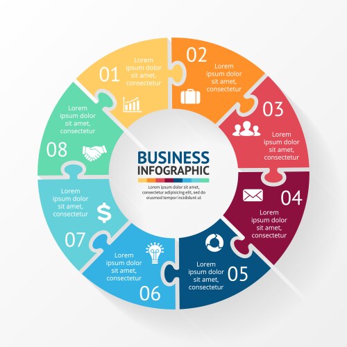 Infographic business pie chart for 10 options Vector Image