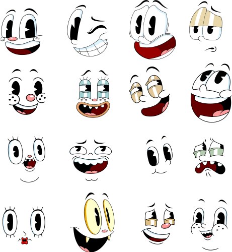 Cartoon funny face with expression 1 collection Vector Image