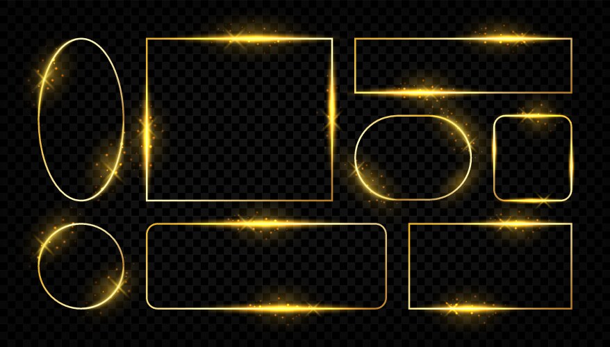 Golden glow frames set Royalty Free Vector Image