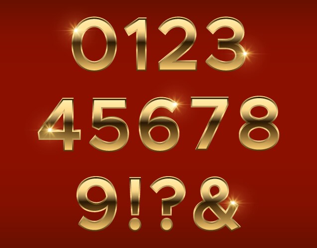 Gold numbers isolated Royalty Free Vector Image