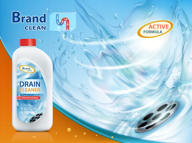 Pipe drain cleaner poster detergent Royalty Free Vector