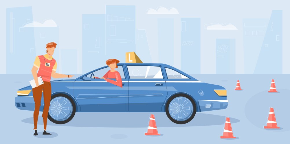 Driving test background Royalty Free Vector Image