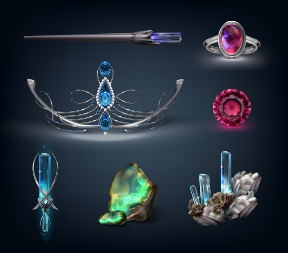 Set of magical elemental items Royalty Free Vector Image