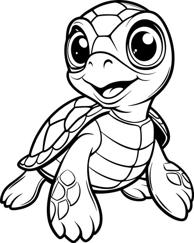 Baby sea turtle coloring page Royalty Free Vector Image