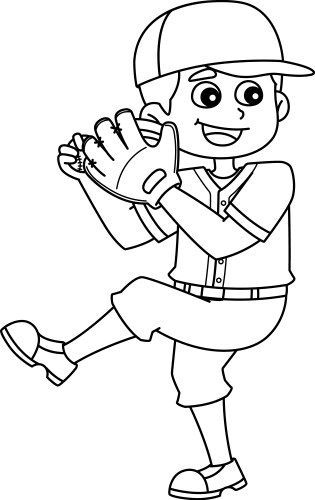 Baseball pitcher coloring page for kids Royalty Free Vector