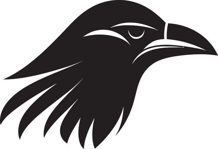 Stylish raven outline design elegant black bird Vector Image