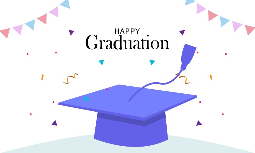Graduation banner with cartoon Royalty Free Vector Image