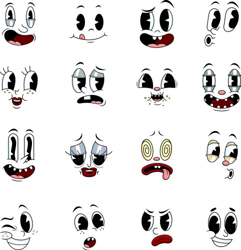 Cartoon funny face with expression 1 collection Vector Image