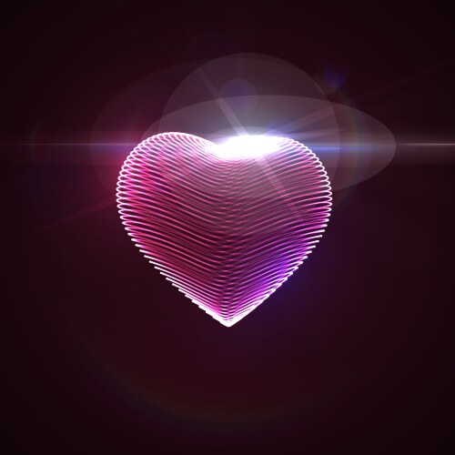 Red and pink neon heart with rays Royalty Free Vector Image
