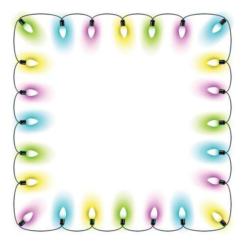 Light bulb garland square border christmas design Vector Image