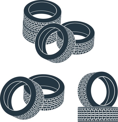 Car tire rubber wheel set Royalty Free Vector Image