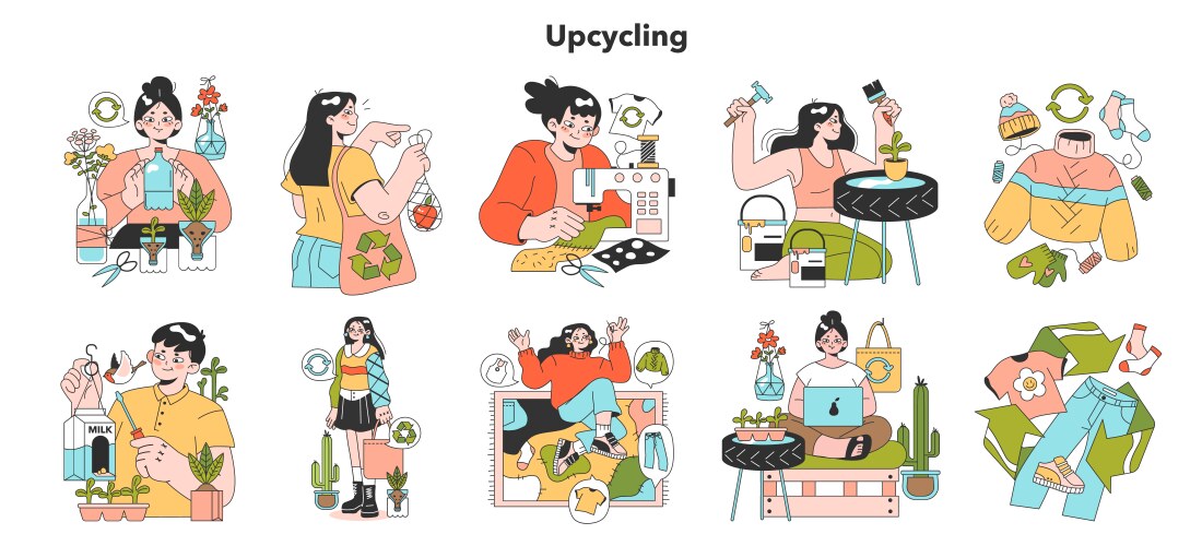 Upcycling process and technique of reuse Vector Image