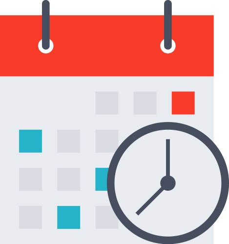 Calendar clock icon time date symbol sign concept Vector Image