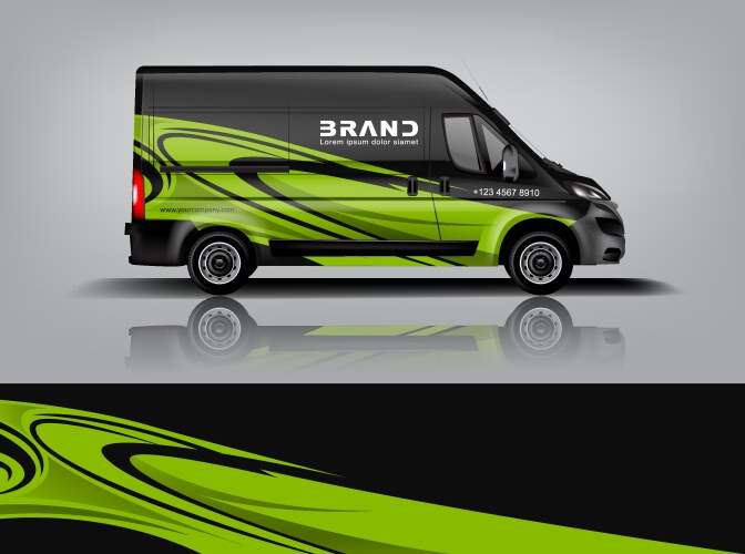 Van wrap design template with wave shapes decal Vector Image