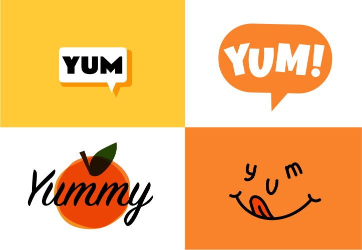 Yummy hand written word Royalty Free Vector Image