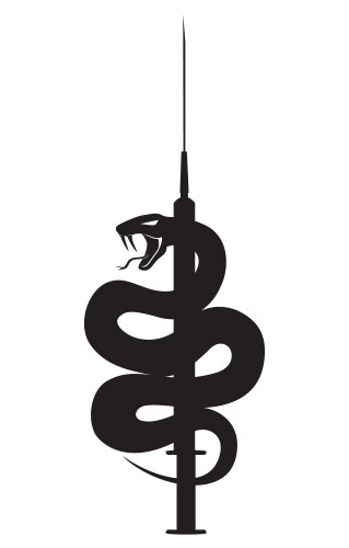 Caduceus medical symbol with one snake and staff Vector Image