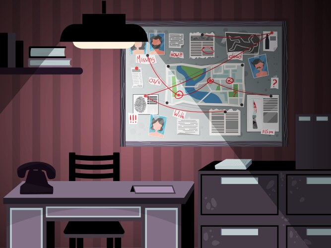 Private detective office interior cartoon Vector Image