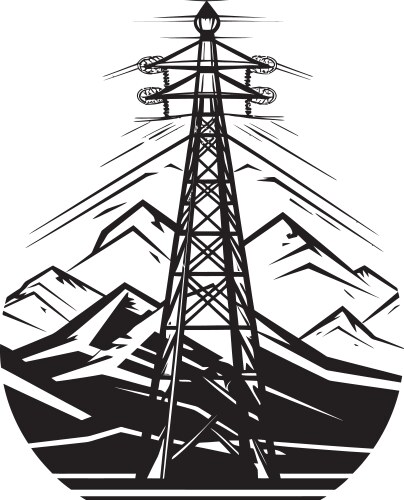 Megawatttower iconic emblem for electric power Vector Image