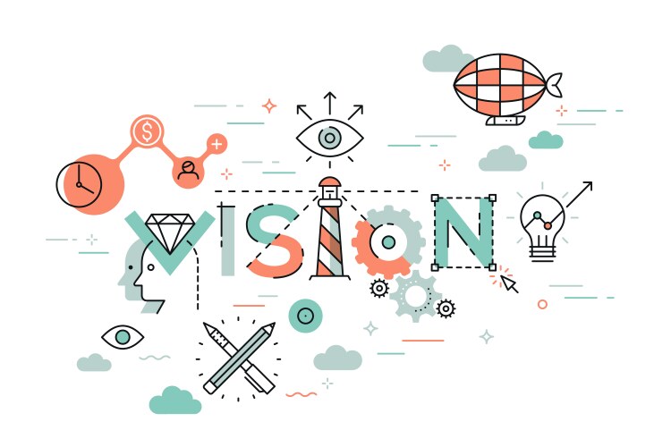 Mission vision values cirlces Royalty Free Vector Image