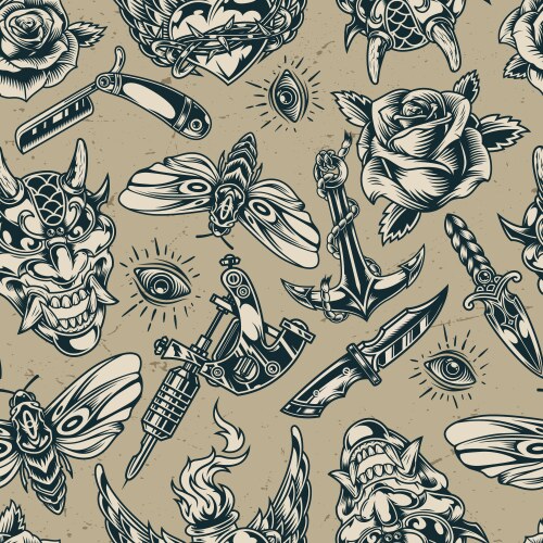 Tattoo Flash Seamless Vector Images (over 210)