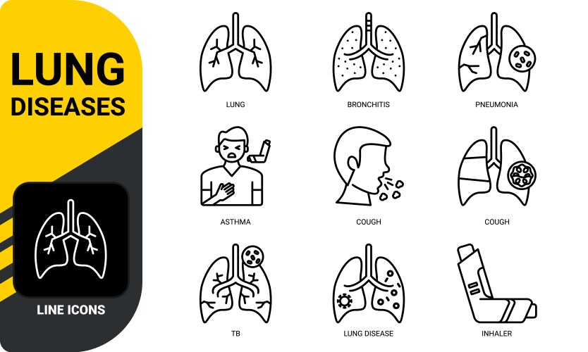 Lung disease icons Royalty Free Vector Image - VectorStock
