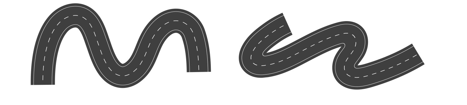 Wavy road with winding curves and horizontal path Vector Image