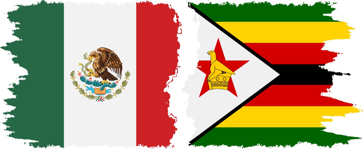 Zimbabwe and philippines grunge flags connection Vector Image