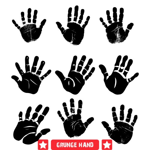 Distressed hand silhouettes collection vintage Vector Image