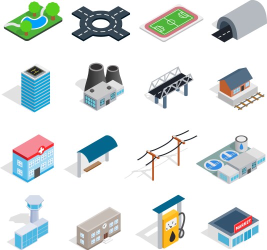 Infrastructure icons set Royalty Free Vector Image