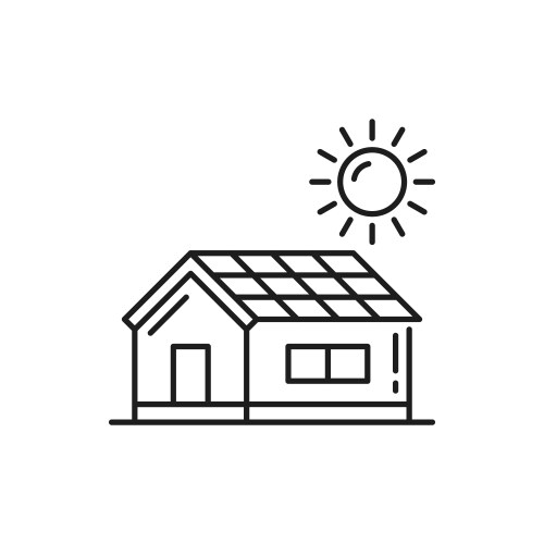 Solar panel house isolated coloring page for kids Vector Image