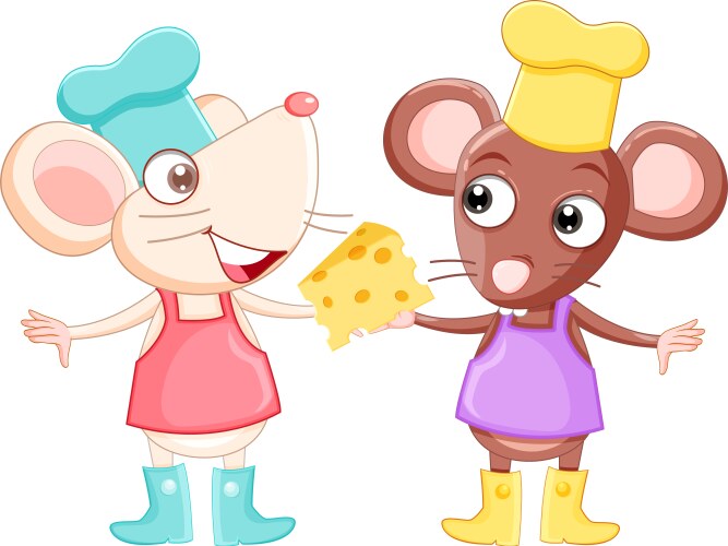 Two cartoon rats on a flowers background Vector Image