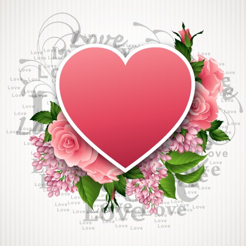 Word love with flowers Royalty Free Vector Image